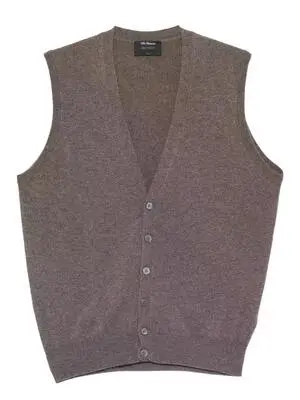 DELL'OGLIO Buttoned Cashmere Gilet - Brown