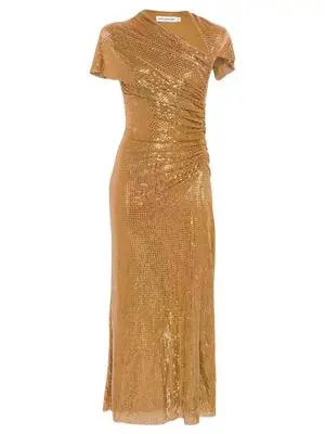 SELF-PORTRAIT Rhinestone-embellished Midi Dress - Gold