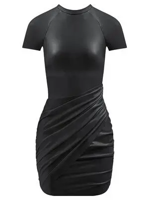 Manière De Voir Faux-leather Mini Dress - Black