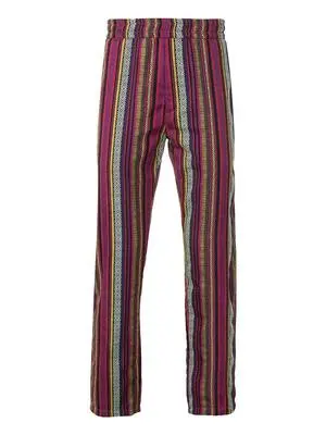 PAURA Striped Straight-leg Trousers - Red