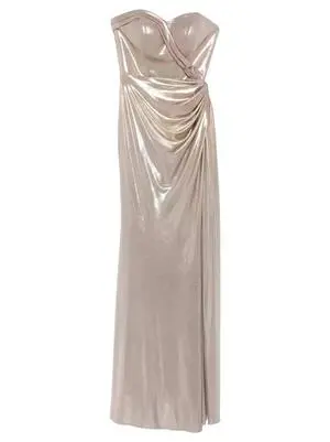 CRISTALLINI Angelina Draped Strapless Dress - Silver