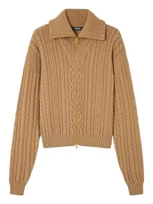 Versace Cable-knit Zip Cardigan - Brown