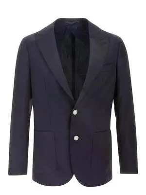 BARBA NAPOLI Peaked-lapels Button-fastening Blazer - Blue