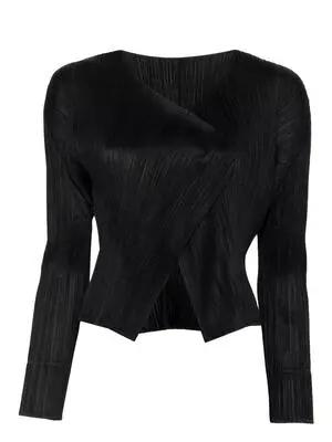 Issey Miyake Pleated Long-sleeve Cardigan - Black