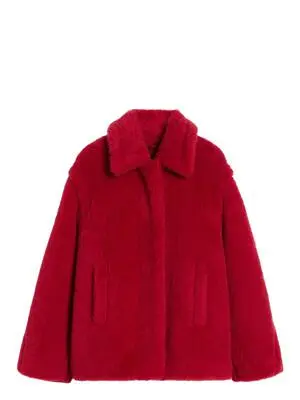 Max Mara Cropped Teddy Coat - Red