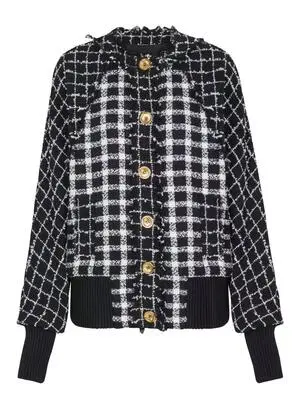 Balmain Tweed Bomber Jacket - Black