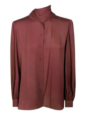Max Mara Melania Tie-neck Buttoned Shirt - Brown