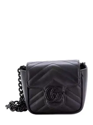 Gucci Gg Marmont Flap Matelassé Mini Belt Bag - Black