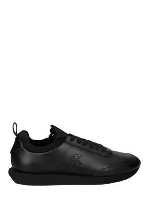 Calvin Klein Logo-embossed Leather Sneakers - Black