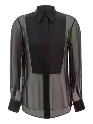 Filippa K Buttoned-up Sheer Shirt - Black