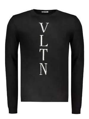 Valentino Garavani Logo-detail Crew-neck Sweater - Black