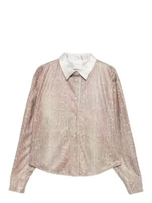 FORTE_FORTE Snakeskin-print Long-sleeve Shirt - Brown