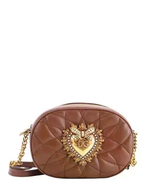 Dolce & Gabbana Devotion Camera Bag Quilted Leather Small - Brown