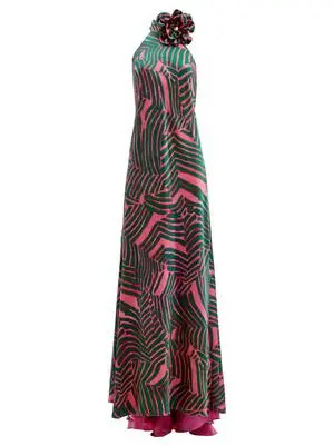 Silvia Tcherassi Floral-appliqué Maxi Dress - Pink