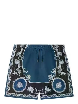 Versace Baroque-print Swim Shorts - Blue