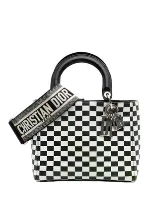 Dior 2018 Lady Checkered Satchel - Black