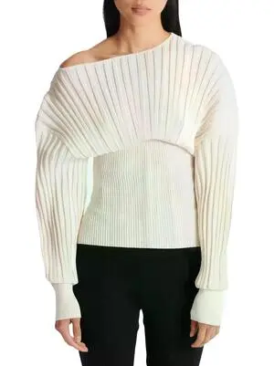 Balmain Long-sleeve Ribbed Knit Sweater - White