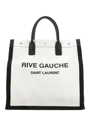 Saint Laurent Rive Gauche Shopper Canvas Tote Bag - Neutrals