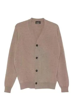 DELL'OGLIO Buttoned V-neck Cardigan - Neutrals