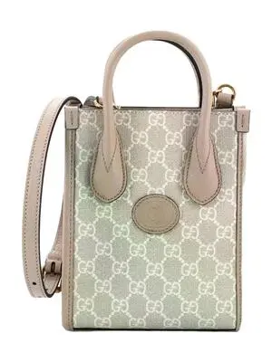 Gucci Interlocking G Patch Gg Coated Canvas Mini Satchel - Neutrals