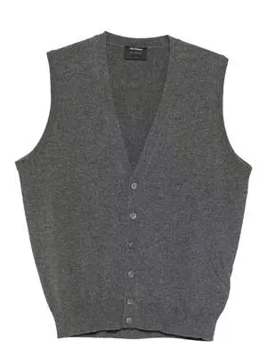 DELL'OGLIO Buttoned Sleeveless Cardigan - Grey