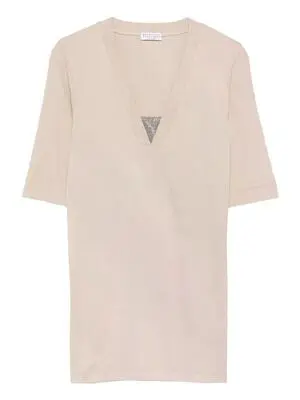 Brunello Cucinelli V-neck Short-sleeve T-shirt - Neutrals