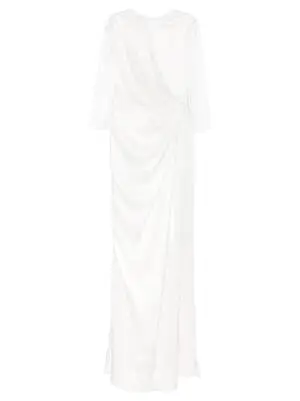 SILK LOVE & LACE Zina Draped Maxi Dress - White