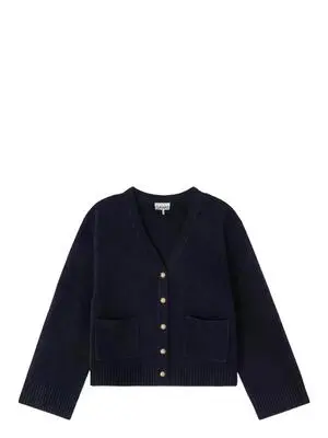 GANNI Pocket Button-fastening Cardigan - Blue