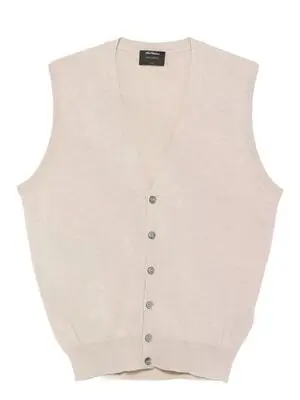 DELL'OGLIO Buttoned Sleeveless Cardigan - Neutrals
