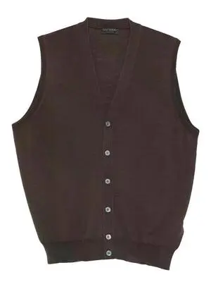 DELL'OGLIO Button-fastening Sleeveless Cardigan - Brown