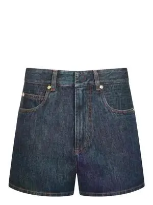Fendi Logo-patch Denim Shorts - Blue