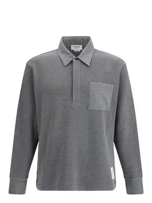 Thom Browne Long Sleeve Patch Pocket Polo Shirt - Grey