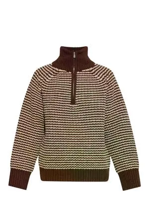 Studio Nicholson Striped Zip-neck Sweater - Brown