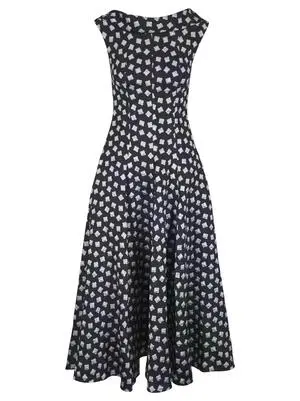Talbot Runhof Geometric-print Midi Dress - Black