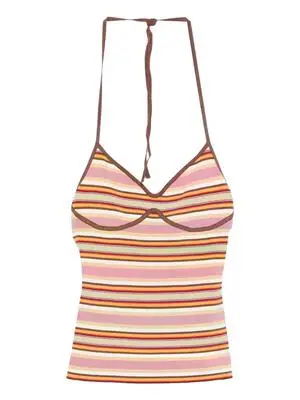 Faithfull The Brand Citara Striped Halterneck Top - Pink