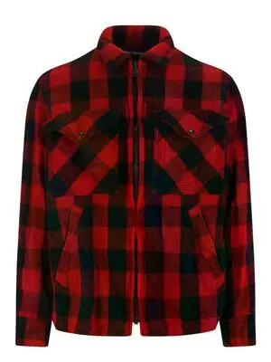Junya Watanabe Checked-pattern Zip-up Shirt Jacket - Red