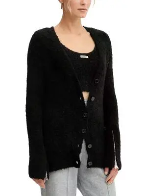 Patrizia Pepe Button-fastening Cardigan With Zip Detail - Black