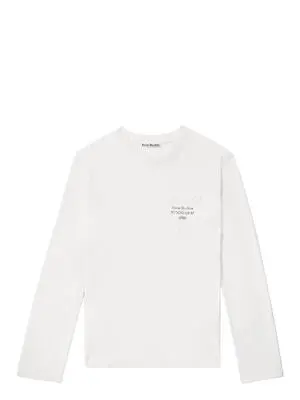 Acne Studios Edden U 1996 Logo-print Distressed Cotton And Hemp-blend T-shirt - White