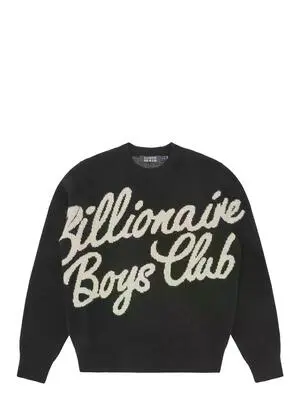 BILLIONAIRE BOYS CLUB Script Knitted Logo Crew-neck Sweatshirt - Black