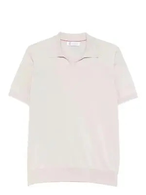 Brunello Cucinelli Knitted Cotton Polo Shirt - Neutrals