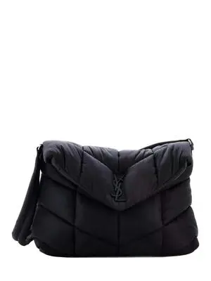 Saint Laurent Loulou Puffer Messenger Bag Quilted Econyl Shoulder Bag - Black