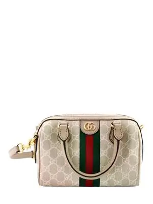 Gucci Ophidia Convertible Boston Bag Gg Coated Canvas Mini Satchel - Neutrals