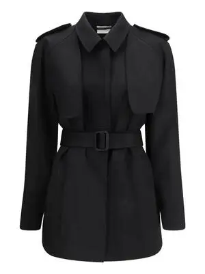 THE ROW Usuaia Detachable Sleeves Belt Jacket - Black