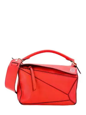Loewe Puzzle Small Satchel Leather Bag - Red