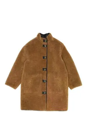 Bimba Y Lola Buttoned Faux-fur Coat - Brown