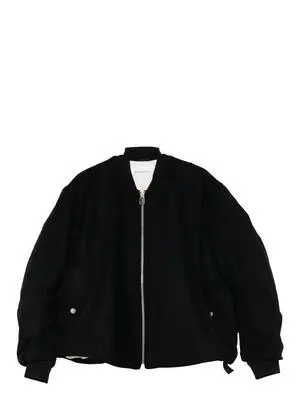 PEACEMAKER OAMC Zip-up Ruched-detail Bomber Jacket - Black