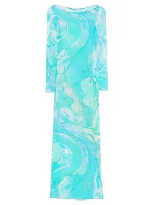 Emilio Pucci Orchidee-print Maxi Dress - Blue