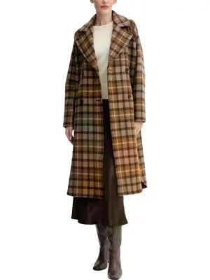 Marc O'polo Checked Double-breasted Coat - Brown
