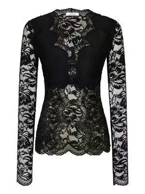 Rabanne Lace Long-sleeve Blouse - Black