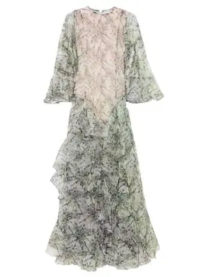 MIAU BY CLARA ROTESCU Ruffled Floral-print Maxi Dress - Grey